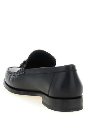 FERRAGAMO Teatro Leather Loafers With Gancini Detail - Black