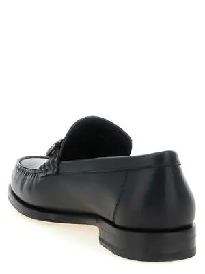 FERRAGAMO Teatro Leather Loafers With Gancini Detail - Black