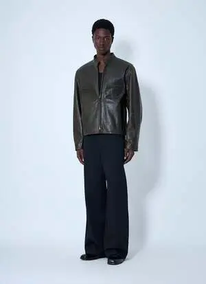 LEMAIRE Leather Zip Jacket - Multicolor