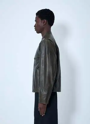 LEMAIRE Leather Zip Jacket - Multicolor