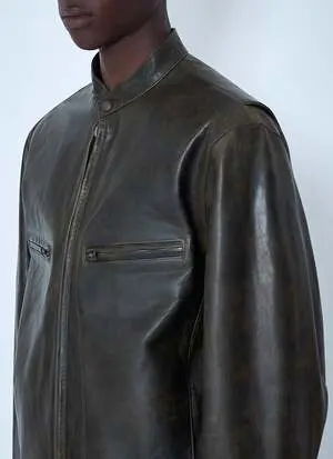 LEMAIRE Leather Zip Jacket - Multicolor