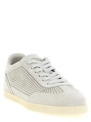Kiton Suede Openwork Lace-up Sneakers - Gray