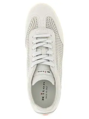 Kiton Suede Openwork Lace-up Sneakers - Gray