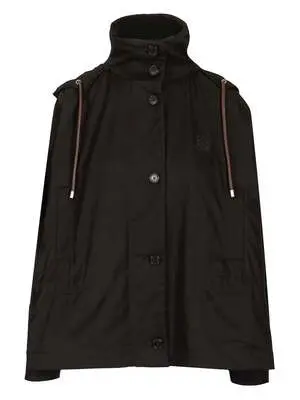 Loewe Cotton And Silk Hooded Jacket With Leather Accents