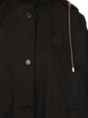 Loewe Cotton And Silk Hooded Jacket With Leather Accents