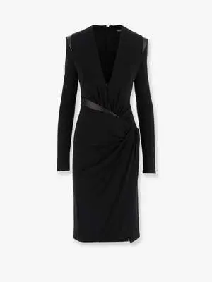 Versace V-neck Crepe Mini Dress With Draped Detail - Black