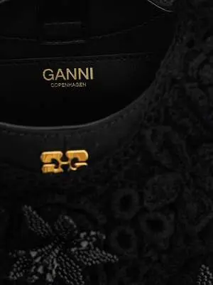 GANNI Mini Hobo Crochet Handbag With Beaded Embellishments