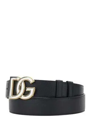 Dolce & Gabbana Leather Belt With Logo Buckle - Multicolor