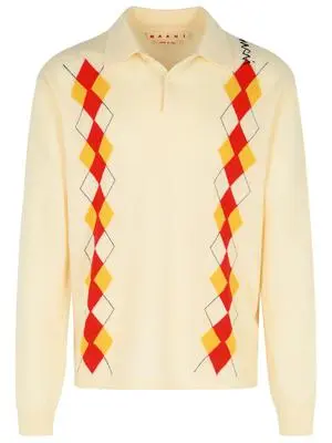 Marni Ivory Virgin Wool Polo Shirt - Cream