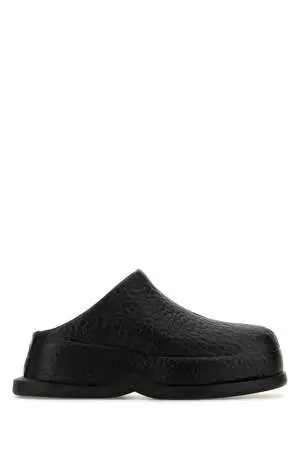 Alexander McQueen Leather Wave Slippers - Black
