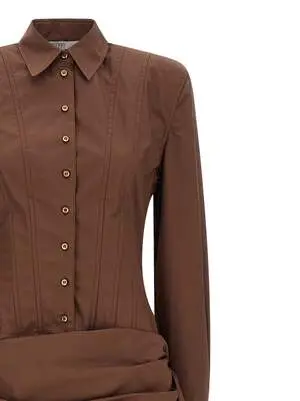 Giuseppe Di Morabito Cotton Poplin Chemisier Dress - Brown