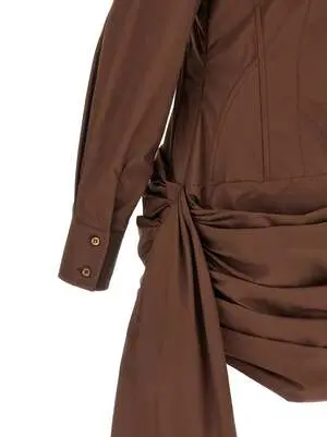 Giuseppe Di Morabito Cotton Poplin Chemisier Dress - Brown