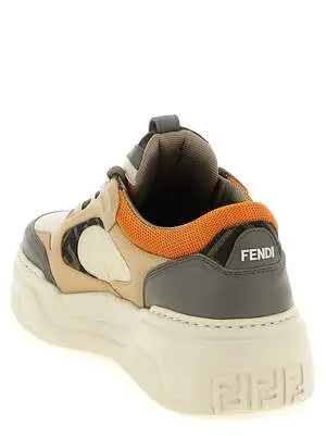 Fendi Force Leather Sneakers With Ff Jacquard - Multicolor