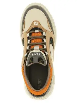 Fendi Force Leather Sneakers With Ff Jacquard - Multicolor
