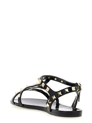 Valentino Garavani Rockstud Pvc Flip Flop Sandals With Bow Detailing