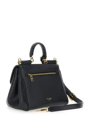 Dolce & Gabbana My Sicily Piccola" Leather Handbag With Padlock Detail - Black