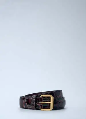 Dries Van Noten Dries Van Noten Embossed Leather Belt With Gold-Tone Buckle Multicolor