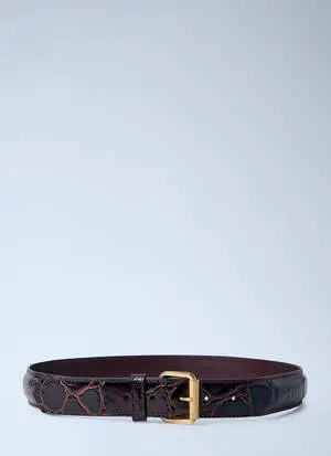 Dries Van Noten Embossed Leather Belt With Gold-tone Buckle - Multicolor