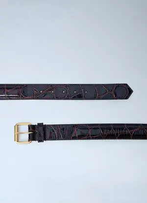 Dries Van Noten Embossed Leather Belt With Gold-tone Buckle - Multicolor