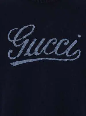 Gucci Wool Crew Neck Sweater With Logo Embroidery - Multicolor