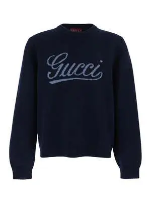Gucci Wool Crew Neck Sweater With Logo Embroidery - Multicolor