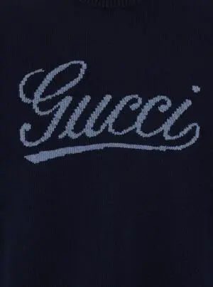 Gucci Wool Crew Neck Sweater With Logo Embroidery