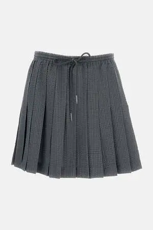Thom Browne Pleated Seersucker Skirt - Multicolor