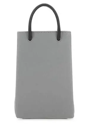 Balenciaga Grey Leather Phone Case With Silver Tone Finishing - Gray