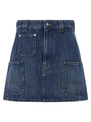 Givenchy Denim Mini Skirt With Side Straps - Blue