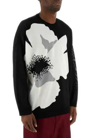 Valentino Garavani Viscose Sweater With Floral Print - Black