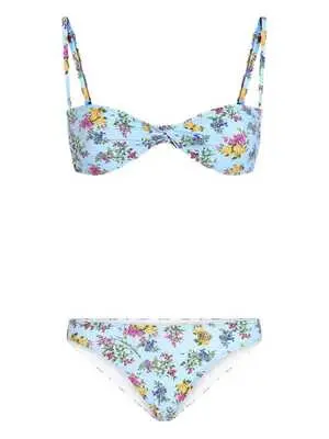 Dolce & Gabbana Blue Floral Twisted Swim Set - Multicolor