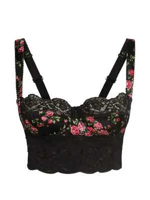 Dolce & Gabbana Printed Satin And Lace Balconette Bra - Multicolor