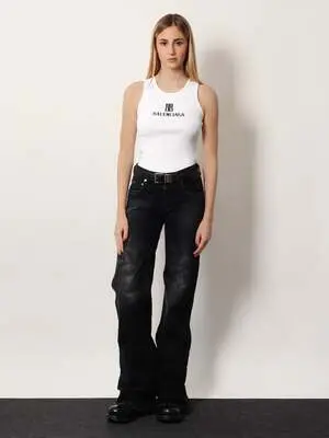 Balenciaga Wide Leg Flared Denim Trousers