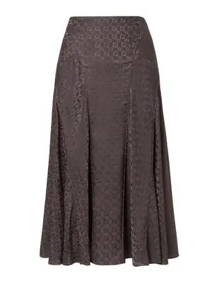 Fendi Ff Monogram Silk Midi Skirt - Brown