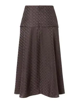 Fendi Ff Monogram Silk Midi Skirt - Brown