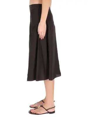 Fendi Ff Monogram Silk Midi Skirt - Brown