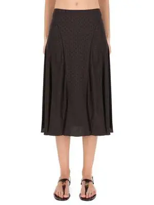 Fendi Ff Monogram Silk Midi Skirt - Brown