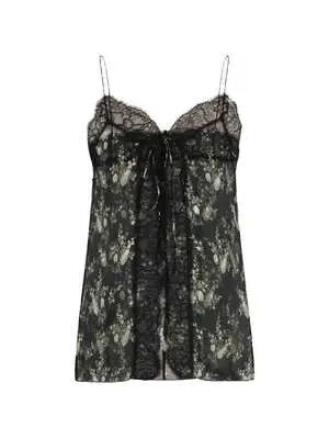 Dolce & Gabbana Floral Lace Trimmed Camisole - Black