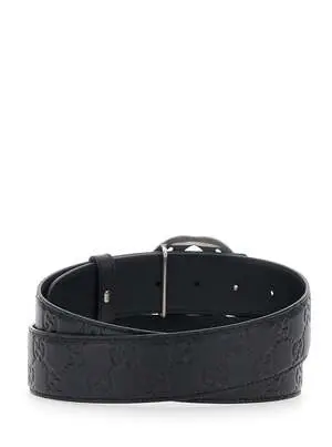 Gucci Black Reversible Gg Buckle Leather Belt - Multicolor