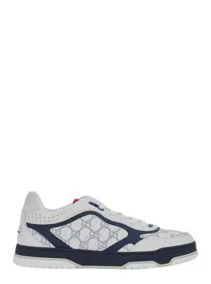 Gucci Re-web Low Top Leather Sneakers With Gg All-over Motif - Multicolor