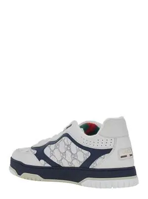 Gucci Re-web Low Top Leather Sneakers With Gg All-over Motif