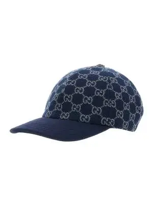 Gucci GUCCI Blue Cashmere Baseball Cap With GG Motif Multicolor