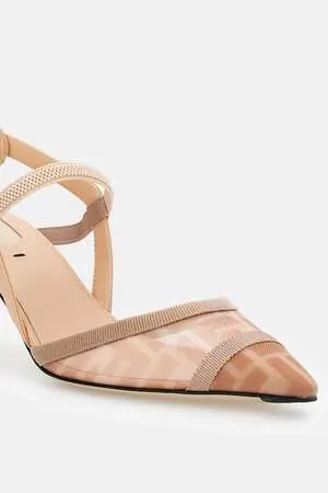 Fendi Mesh Cap Toe Slingback Heels - Multicolor