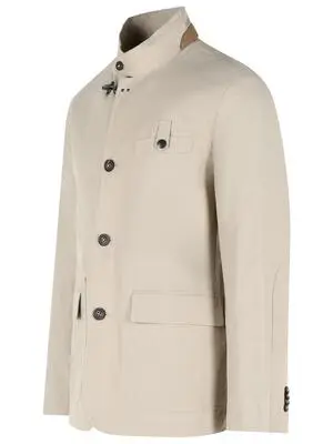 FAY Beige Cotton And Nylon Faille Jacket - Cream