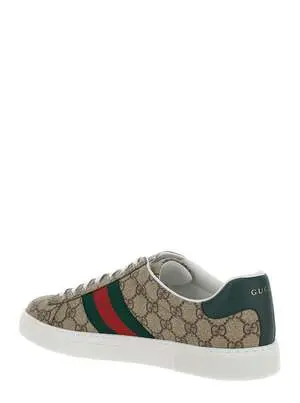 Gucci Ace Low Top Sneakers With Web Detail In Gg Canvas - Multicolor