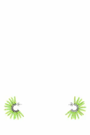 Bottega Veneta Acid Silver Cone Earrings With Rhinestones