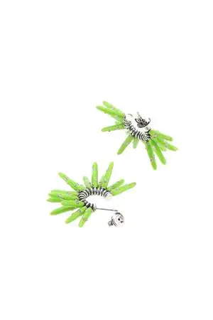 Bottega Veneta Acid Silver Cone Earrings With Rhinestones