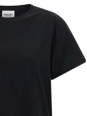 Isabel Marant Étoile Cotton T-shirt With Logo Embroidery - Black