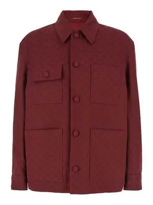 Gucci Bordeaux Jacket With All-over Gg Motif In Cotton Blend - Multicolor