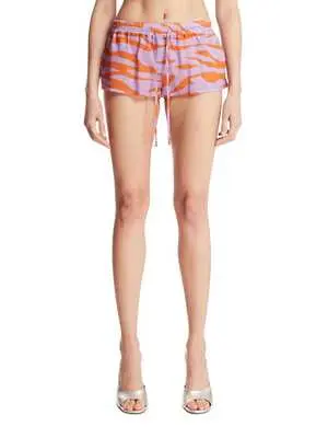 Attico Zebra Print Cotton Shorts - Multicolor